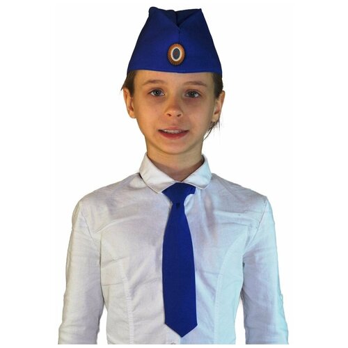 Пилотка синяя с кокардой и галстук синий КВ-М-0223 819