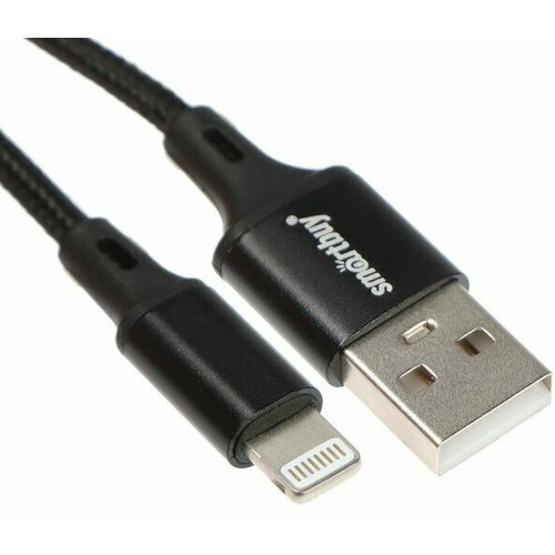 Кабель Smartbuy S14, Lightning - USB, 3 А, 2 м, быстрая зарядка+передача данных, черный