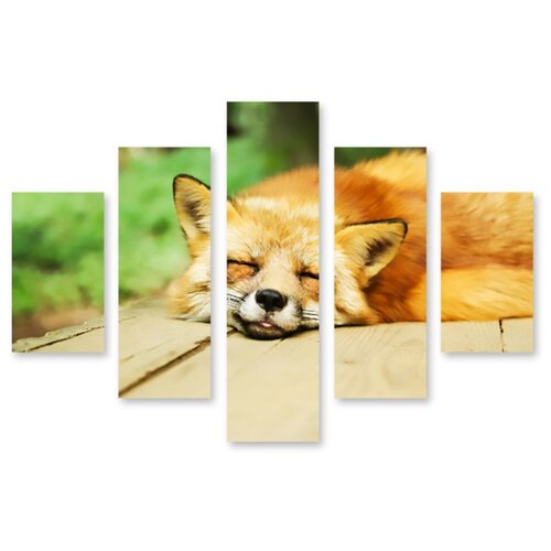 Модульная картина на холсте "Спящая лисичка" 120x88 см