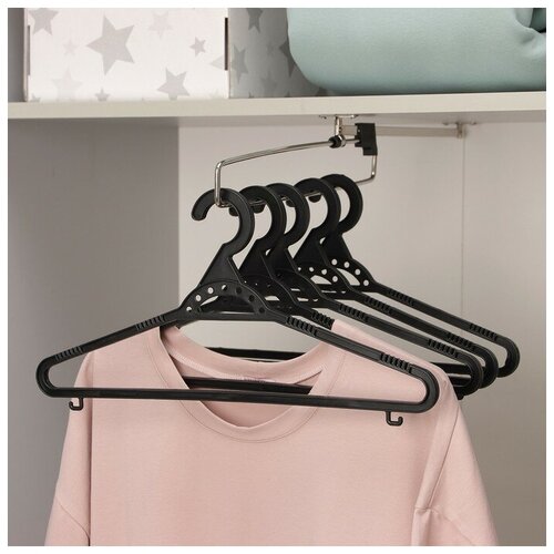 СибПолимер Набор вешалок-плечиков для одежды, размер 46-48, 5 шт, цвет чёрный
