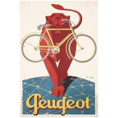 Постер / Плакат / Картина Велосипеды - Французский велосипед Peugeot 40х50 см в подарочном тубусе