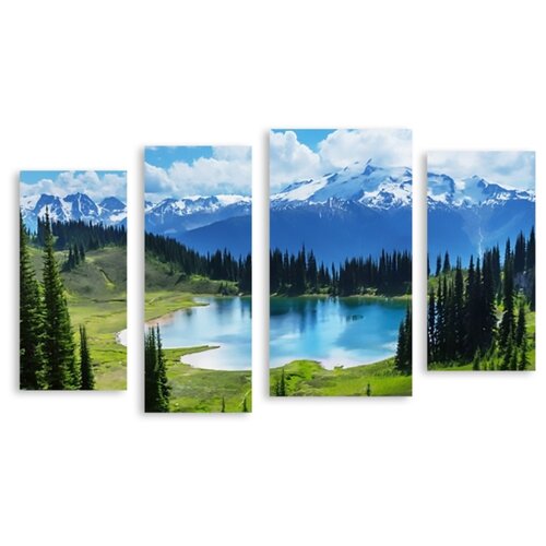 Модульная картина на холсте "Озеро в горах" 150x91 см
