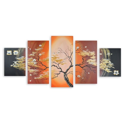 Модульная картина на холсте "Золотые листья" 150x72 см