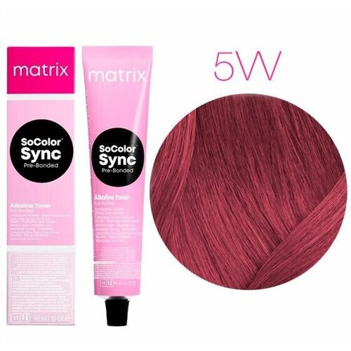 Matrix SoColor Sync Pre-Bonded - Крем-краска для волос тон в тон без аммиака с бондером 5VV cветлый шатен глубокий перламутровый, 90 мл