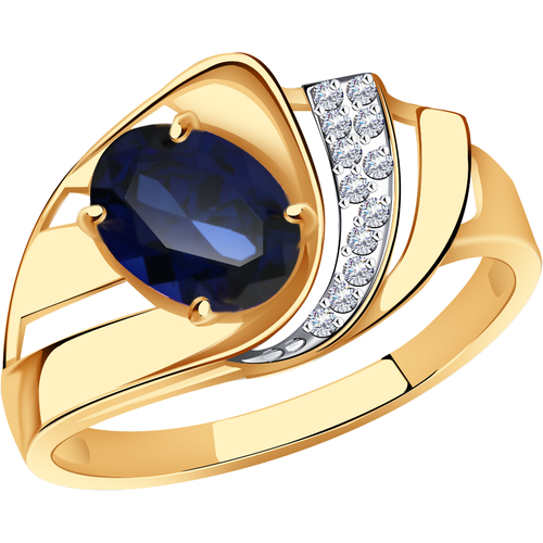 Кольцо Diamant online, золото, 585 проба, фианит, корунд, размер 17.5