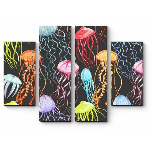 Модульная картина Разноцветные медузы90x68