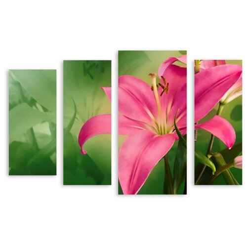 Модульная картина на холсте "Розовая лилия" 120x81 см