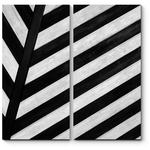Модульная картина Черно-белый лист 90x90