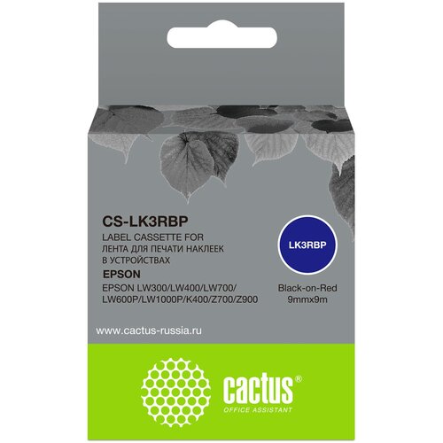 Картридж ленточный Cactus CS-LK3RBP черный для Epson LW300/LW400/LW700/LW600P/LW1000P/K400/Z700/Z900