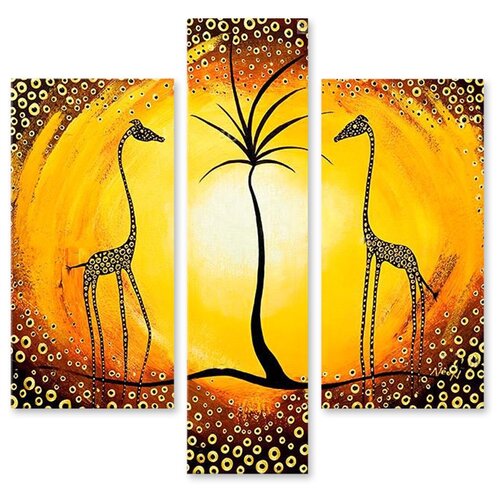 Модульная картина на холсте "Два жирафа" 90x92 см