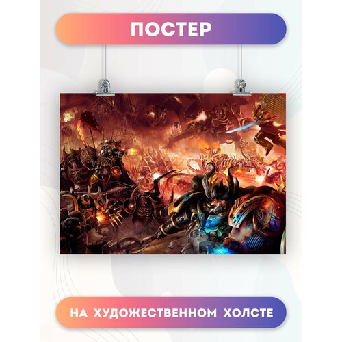 Постер на холсте Warhammer 40000 Космодесантники Хаоса, Черный Легион (7) 60х80 см