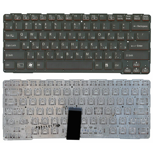 Клавиатура для Sony Vaio SVE14A1V6RW. RU3 черная с красным без рамки