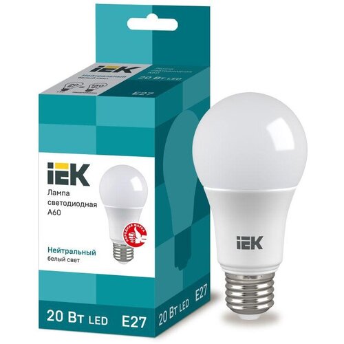 Лампа светодиодная ECO A60 20Вт грушевидная 230В 4000К E27, IEK LLE-A60-20-230-40-E27 (10 шт.)