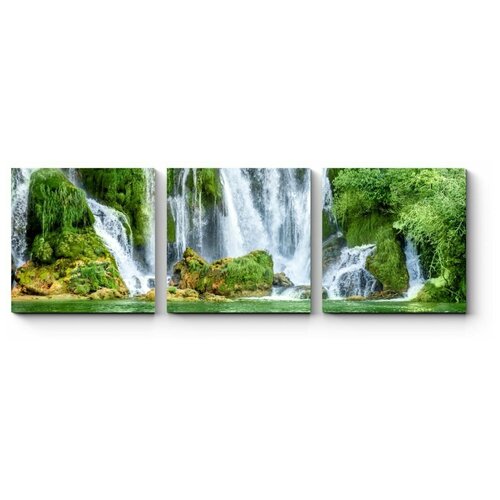 Модульная картина Водопад Кравице 140x47