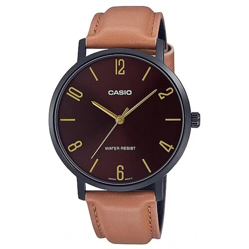 Наручные часы CASIO CASIO MTP-VT01BL-5B мужские кварцевые наручные часы с арабскими и штриховыми индексами, коричневый
