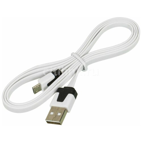 Кабель USB 2.0 A (M) - microUSB B (M), 1м, Buro White (BHP MICROUSB 1M FLAT)