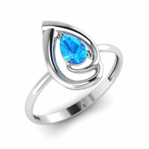 Кольцо Яхонт, серебро, 925 проба, топаз, размер 17.5, голубой