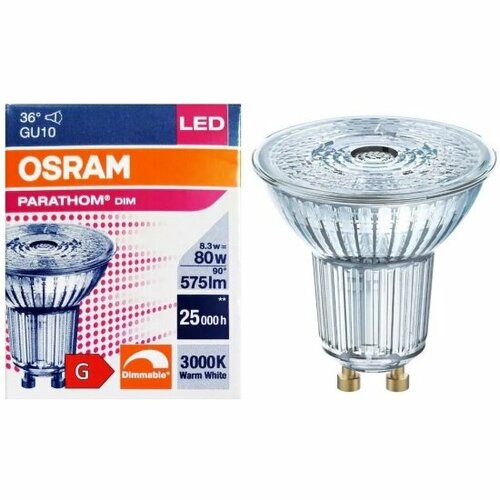 Светодиодная лампа Ledvance-osram Osram new PARATHOM DIM Spot PAR16 GL 80 dim 8,3W/930 36° 575lm GU10