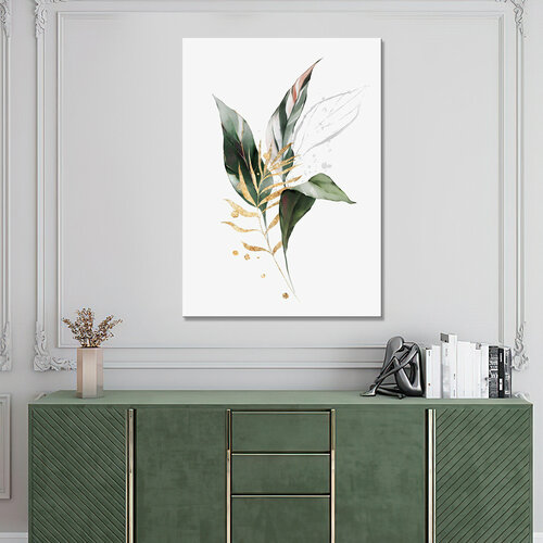 Картина интерьерная-Растение с золотыми прожилками 40х55