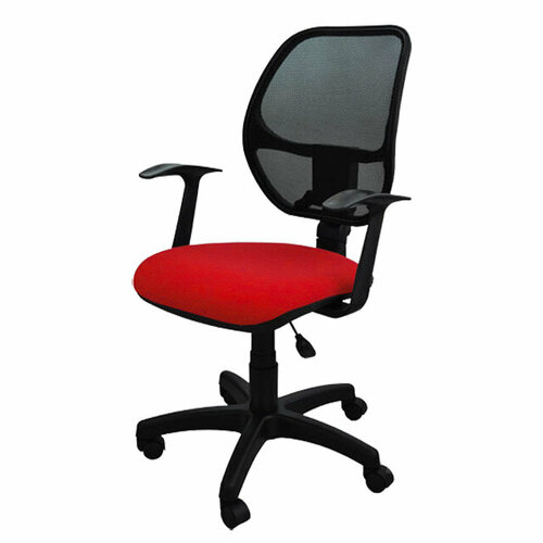 Компьютерное кресло Меркурий ПВМ, цвет красный, спинка чёрная сетка