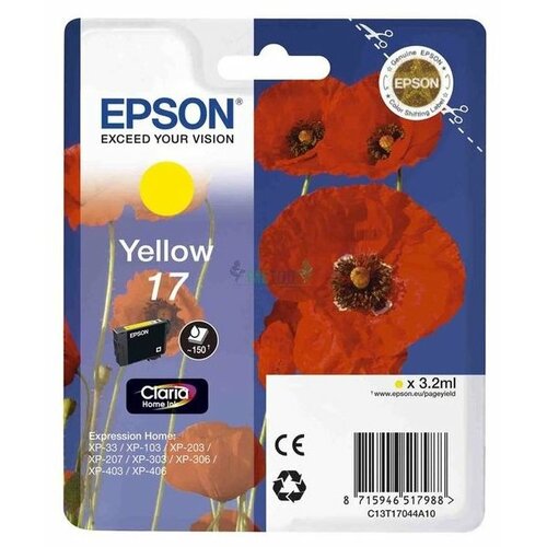 Картридж Epson C13T17044A10, 150 стр, желтый