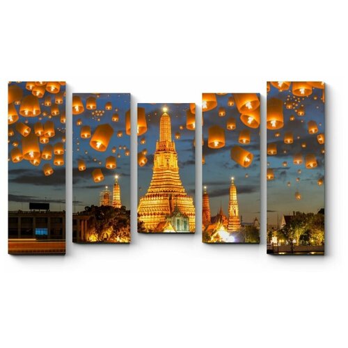 Модульная картина Волшебные небесные фонарики, Бангкок 100x60