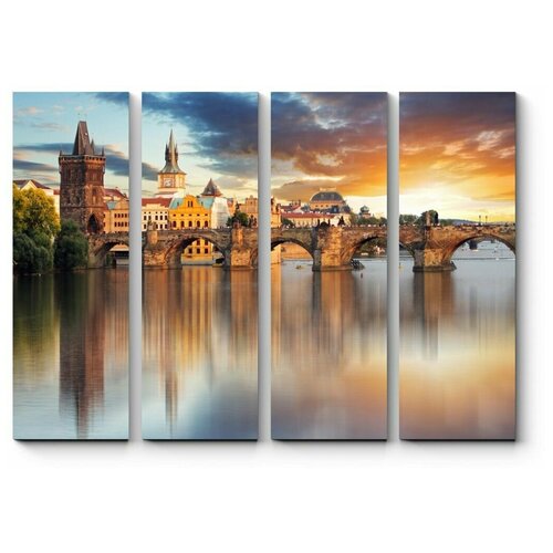 Модульная картина Карлов мост и спокойная Влтава, Прага 100x75
