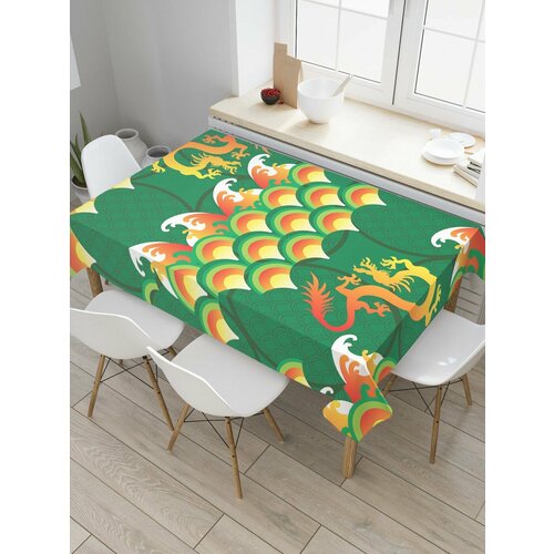 Прямоугольная тканевая скатерть на стол JoyArty с рисунком "Огненные драконы" 145 на 180 см