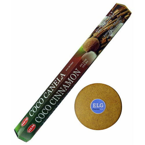 Благовония HEM Coco Cinnamon (Кокос Корица) + подставка ELG