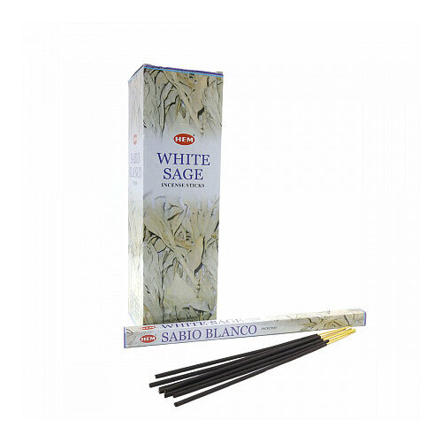 Hem Incense Sticks WHITE SAGE (Благовония белый шалфей, Хем), уп. 8 палочек.