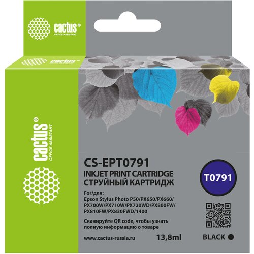 Картридж струйный Cactus CS-EPT0791 T0791 черный (13.8мл) для Epson Stylus Photo 1400/1500/PX700/710