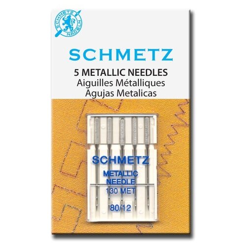 Игла/иглы Schmetz Metallic 130 MET 80/12 для металлизированных нитей, серебристый, 5 шт.