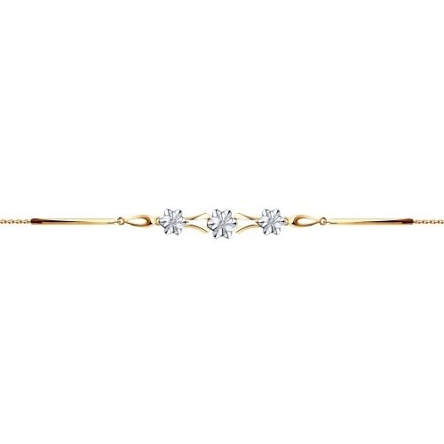Браслет Diamant online, золото, 585 проба, бриллиант, диаметр 5.3 см., длина 17 см.