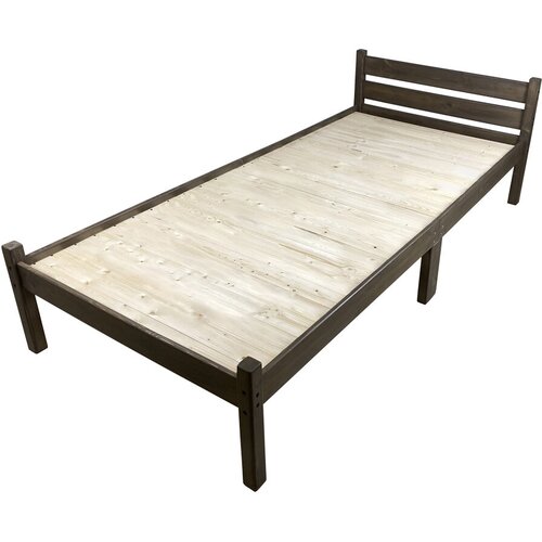 Кровать односпальная Классика Компакт сосновая со сплошным основанием, цвет венге, 80х200 см