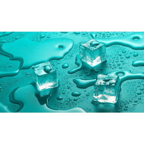 Картина на холсте 60x110 LinxOne "Вода стекло кубики капли лед" интерьерная для дома / на стену / на кухню / с подрамником