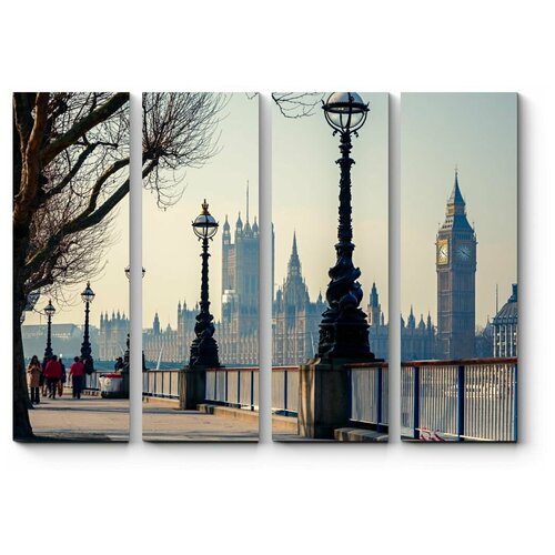 Модульная картина На набережной Темзы, Лондон 120x90
