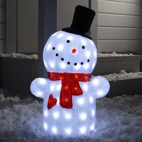 Luazon Lighting Светодиодная фигура «Снеговик в цилиндре» 25 × 60 × 25 см, акрил, 50 LED, 24 В, свечение белое