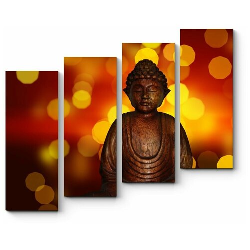 Модульная картина Статуя Будды на фоне огней100x86