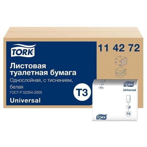 Туалетная бумага TORK T3 Universal 114272, 40 уп. 250 лист., белый, без запаха