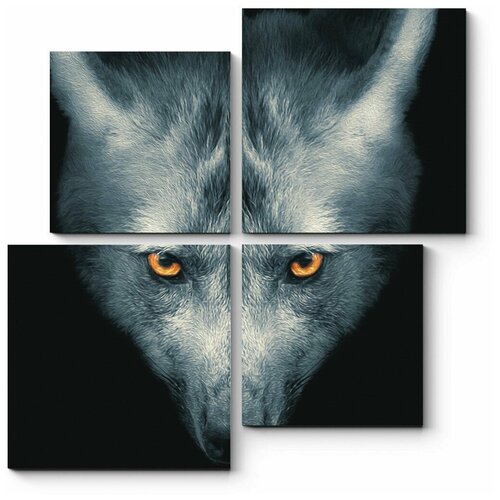 Модульная картина Портрет серого волка 90x90