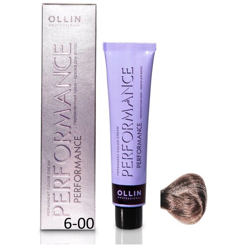 OLLIN Professional Performance перманентная крем-краска для волос, 6/00 темно-русый глубокий, 60 мл