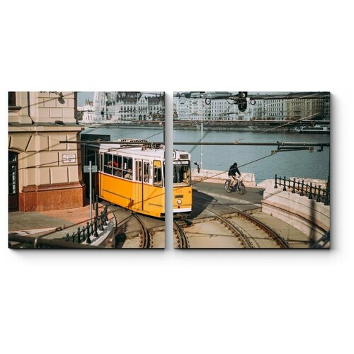 Модульная картина Трамвай по одной из улиц Будапешта180x90