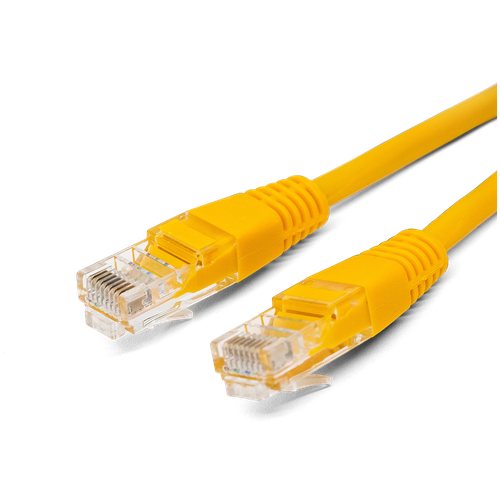 Патч-корд U/UTP 5e кат. 0.5м Filum FL-U5-0.5M-Y 26AWG(7x0.16 мм), кабель для интернета, омедненный алюминий (CCA), PVC, жёлтый