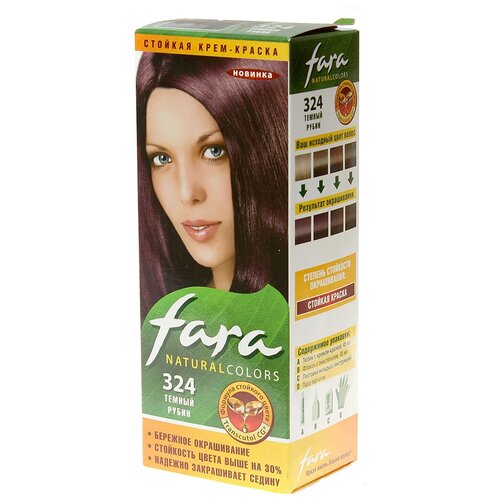 Fara Natural Colors стойкая крем-краска для волос, 324 темный рубин, 90 мл