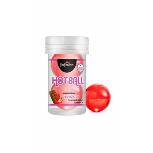 Интимный лубрикант AROMATIC HOT BALL с ароматом клубники в шоколаде в форме двух масляных шариков