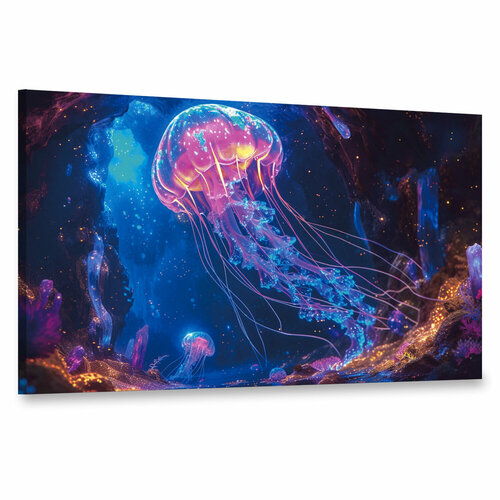 Интерьерная картина 100х60 "Медуза в волшебной пещере"