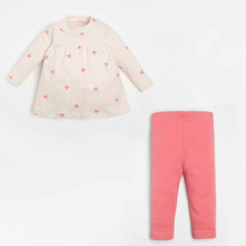 Комплект одежды Крошка Я, размер 68-74, бежевый, розовый