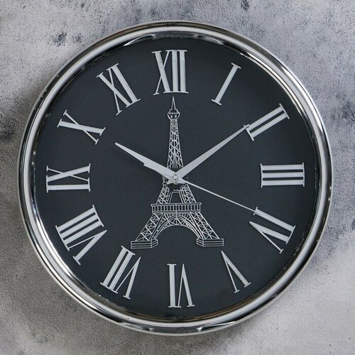 Часы настенные, серия: Интерьер, "Париж", плавный ход, d-34 см, 1 АА