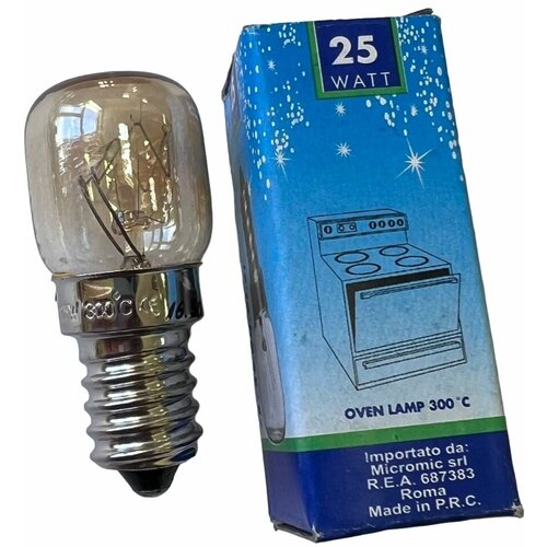 Лампочка духового шкафа 25W 300C цоколь E14 длина 50 мм - WP001 для плиты универсальная