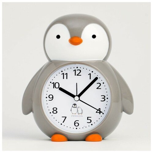 Часы - будильник детские "Пингвин", с подвесом, дискретный ход, 15 х 14 х 5 см, АА
